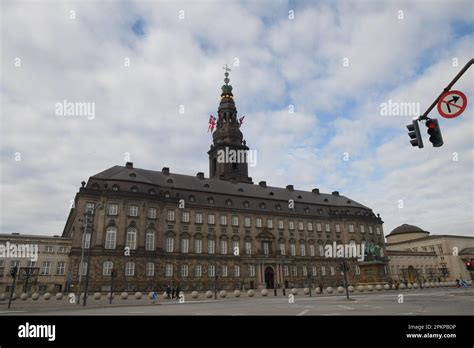 Copenhagen Denmark09 April 2023 Easter Sunday Danish Flags Or