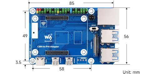 Waveshare Cm4 To Pi 4b Adapter For Raspberry Pi 4b Cm4 Not Included Robotshop