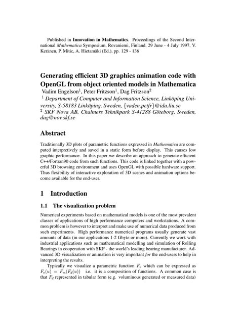 Pdf Generating Efficient 3d Graphics Animation Code With Opengl From