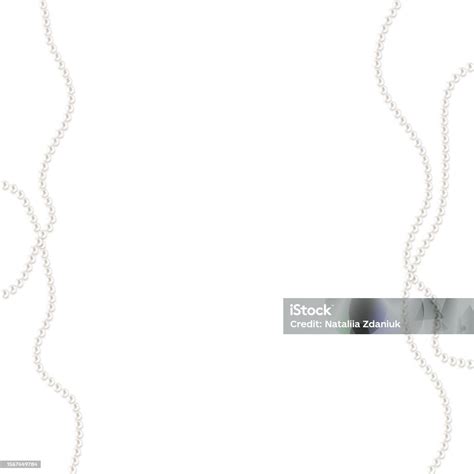 흰색 바탕에 진주 가닥 목걸이의 아름 다운 벡터 이미지입니다 아름 다운 진주 목걸이입니다 보석 구슬 장식 벡터 그림입니다 흰색 배경입니다 국경 갈란드 장식품에 대한 스톡