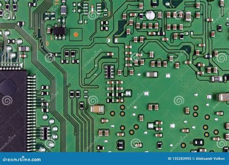 Microchips And Microcircuits Are Installed On A Modern Electronic Circuit Board Stock Image