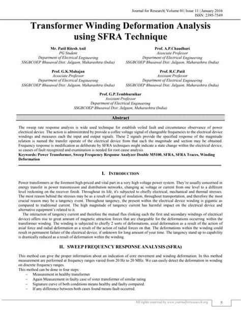 Expert System For Sweep Frequency Response Analysis Of Power Transformer Pdf