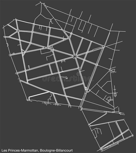 карта уличных дорог района ле принсс ндаш мармоттан булогнебиланкур Иллюстрация вектора