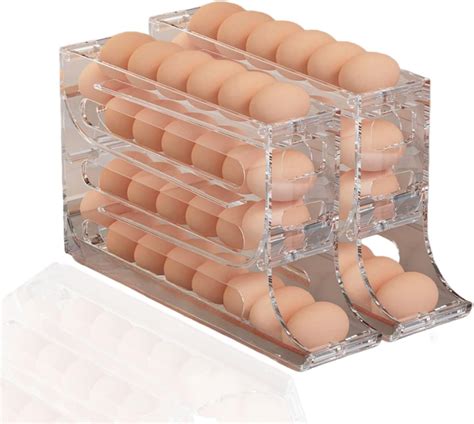 Egg Holder For Fridge 4 Layer Automatic Egg Rolling Dispenser Holds
