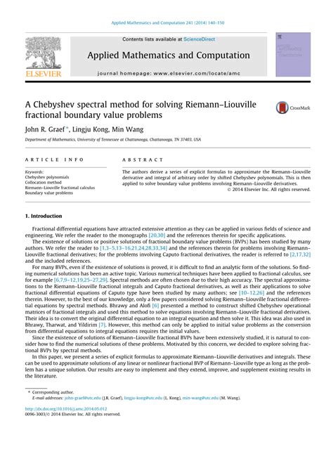 Pdf A Chebyshev Spectral Method For Solving Riemannliouville