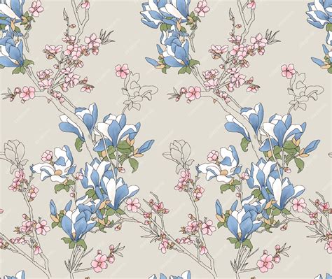 Premium Vector Flowers Repeat Pattern Design Vector Art Illustration