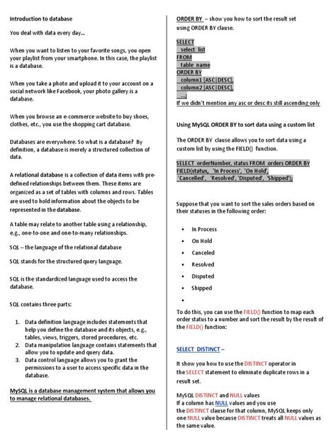 Introduction To Database Pdf Sql Relational Database