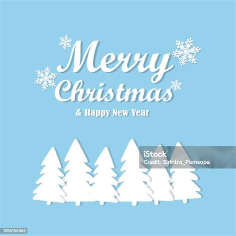 기쁜 성 탄과 눈송이와 파란색 배경에 나무 새 해 복 많이 받으세요 인사말 카드 크리스마스입니다 벡터 일러스트입니다 0명에 대한 스톡 벡터 아트 및 기타 이미지 Istock