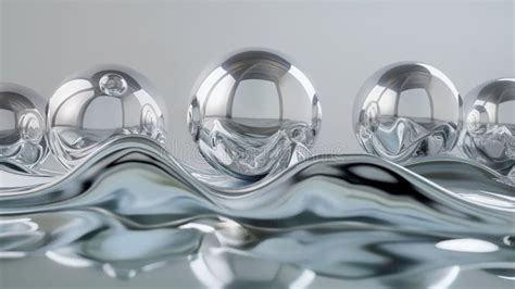 Reflective Spheres Balancing On Fluid Surface Stock Illustration Illustration Of Curvature