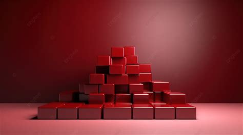 추상 사각형 연단 스탠드가 있는 미니멀한 진한 빨간색 3d 제품 디스플레이 소비자 제품 제품 커버 배경 일러스트 및 사진