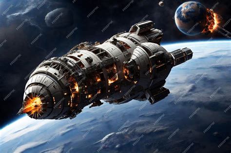 Premium Photo Spaceship In Orbit In Space Planet Earth In The Background