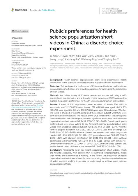 Pdf Publics Preferences For Health Science Popularization Short