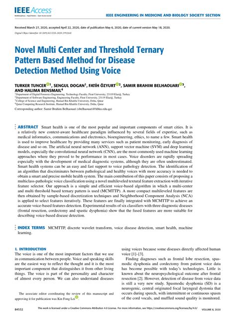 Pdf Novel Multi Center And Threshold Ternary Pattern Based Method For Disease Detection Method