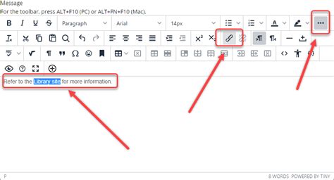 add a web link using the text editor elearning university of queensland