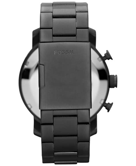 Fossil Mens Chronograph Nate Smoke Tone Stainless Steel Bracelet Watch 50mm Jr1437 Macys