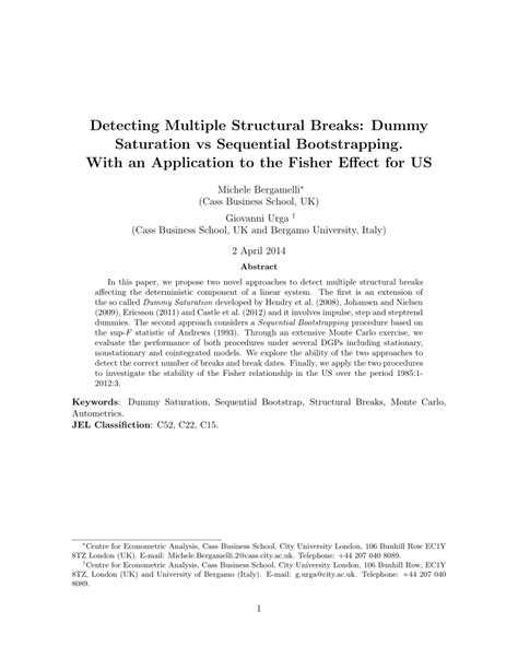 Pdf Detecting Multiple Structural Breaks Dummy Saturation Vs Sequential Bootstrapping