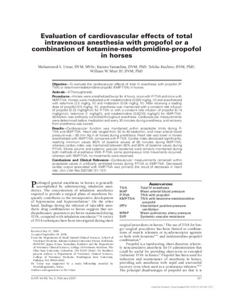 Pdf Evaluation Of Cardiovascular Effects Of Total Intravenous