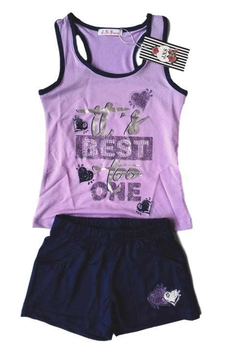 Комплект потник с къси панталонки 140 164см Анцузи и комплекти за момичета Детски магазин