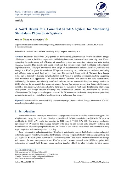 Pdf A Novel Design Of A Low Cost Scada System For Monitoring Standalone Photovoltaic Systems
