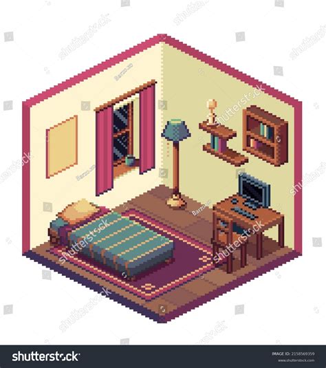 아이소메트릭 픽셀 아트룸 디자인 스톡 일러스트 2158569359 Shutterstock