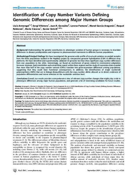 Pdf Identification Of Copy Number Variants Defining Genomic Differences Among Major Human Groups