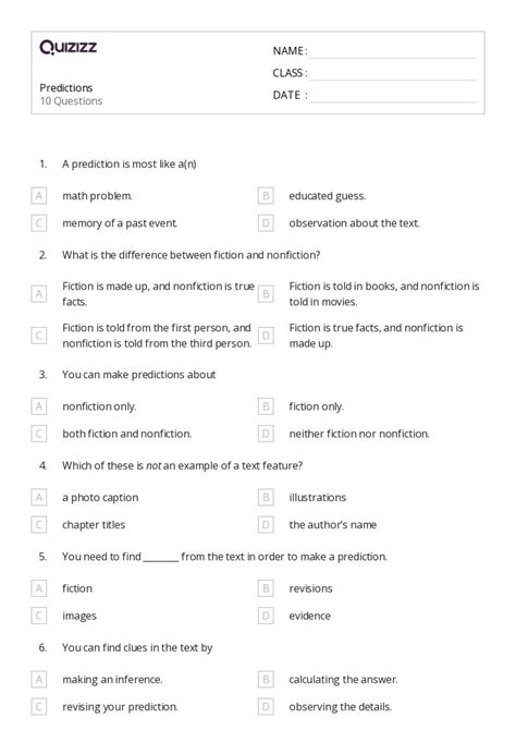 50 Making Predictions Worksheets For 2nd Class On Quizizz Free And Printable