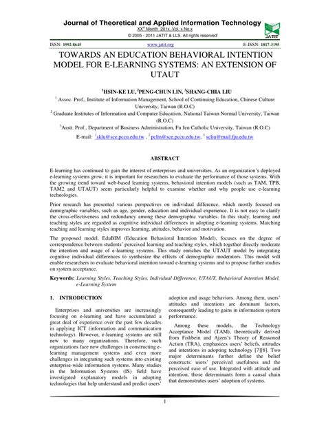Pdf Toward An Education Behavioral Intention Model For E Learning