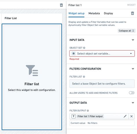 Workshop Filtering Widgets Filter List Palantir