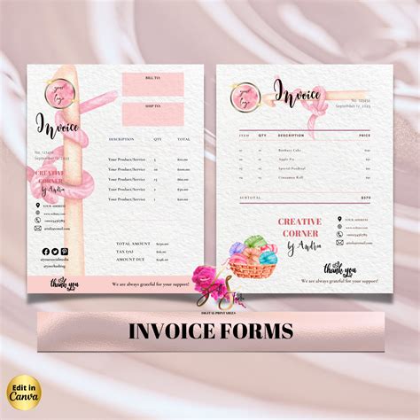 Crochet Invoice Template Editable Custom Order Form Printable For