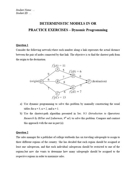 Or1 Dynamic Programming Exercises Pdf Dynamic Programming Computer Science