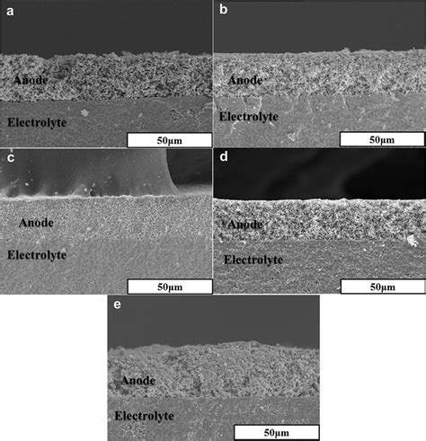 Cross Sectional Fe Sem Micrographs Of Lscmeldc Composite Anodes On Gdc