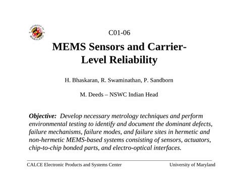 Pdf C01 06 Mems Sensors And Carrier Level Reliability · Non Hermetic