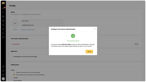 Enabling Two Factor Authentication 2FA Heymarket
