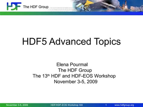 Hdf5 Advanced Topics Chunking Ppt