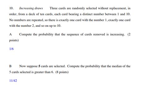 solved 10 increasing draws three cards are randomly