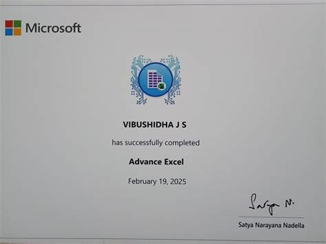 Advanceexcel Microsoft Dataanalysis Excelskills Valueaddedcourse Vibushidha J S