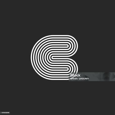 Letter C 로고 초기 모노그램 매끄러운 둥근 오프셋 씬 라인 매끄러운 곡선 선형 모양 타이포그래피 힙스터 디자인 요소 0명에 대한 스톡 벡터 아트 및 기타 이미지