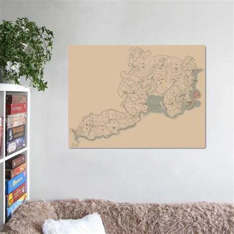 Плакат "Карта мира РДР2, Red Dead Redemption 2, RDR 2", 40×30см (ID ...