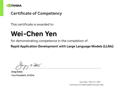 Nvidia Deeplearning Llm Ai Huggingface Langchain Transformers Wei Chen Yen