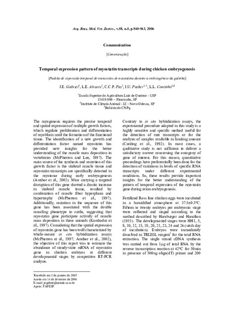 Pdf Temporal Expression Pattern Of Myostatin Transcripts During