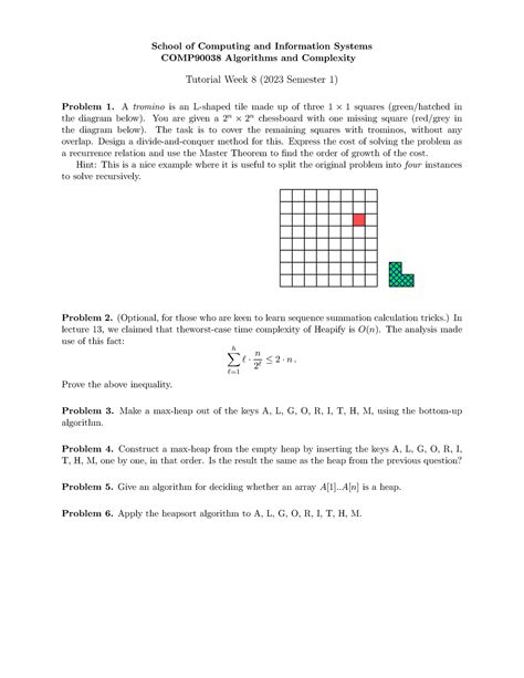 comp90038 tutorial week08 school of computing and information systems comp90038 algorithms and
