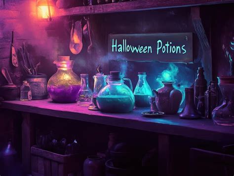 Potion Table Premium Ai Generated Image