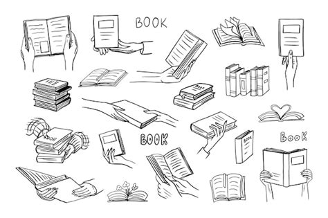 Premium Vector Large Set Of Books In Doodle Style Books In Hand