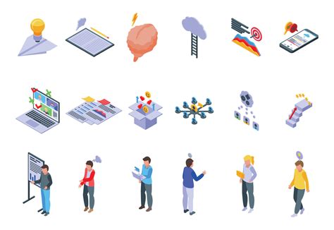 Brainstorming Icons Set Isometric Style 8673027 Vector Art At Vecteezy