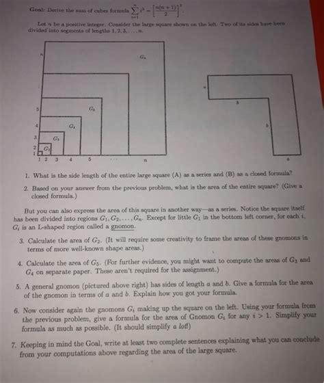 Solved Goal Derive The Sum Of Cubes Formula Let N Be A Chegg Com