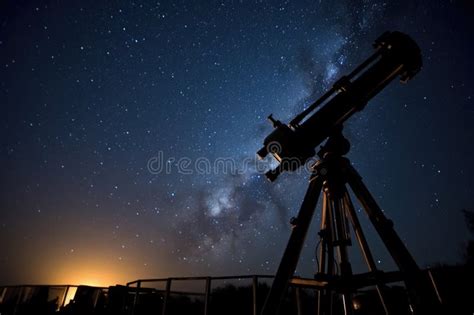 Telescope On A Tripod Pointing At A Constellation Stock Illustration