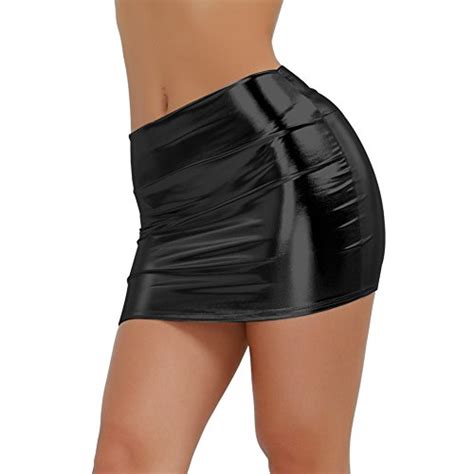 iEFiEL Femme Mini jupe Moulante Cuir Mouillé Courte Taille Wetlook