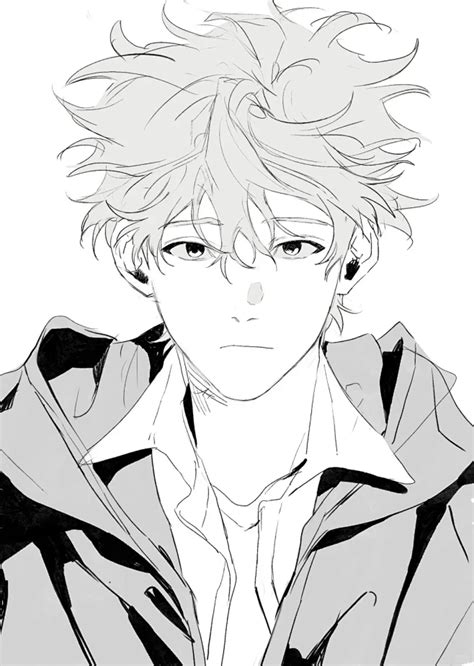 凌乱线条·绝美男生头像 韩国插画师진수 小红书 花瓣网