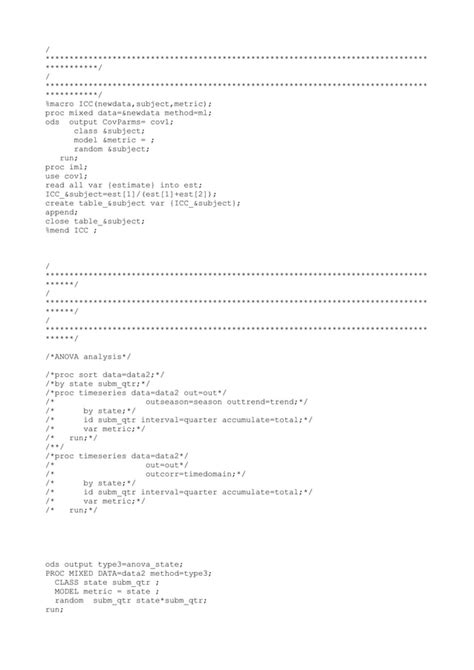 Example Sas Code For Icc Calculation And Timeseries Analysis Pdf