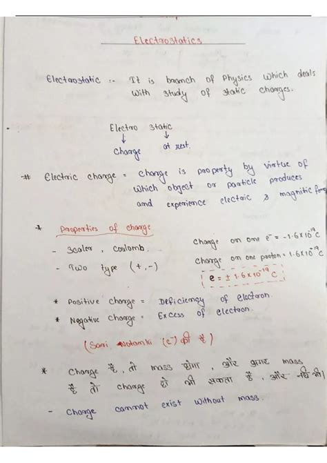 Physics Class 12 Electrostatics Handwritten Notes Jee Boards Jee Advance Nta Stuvia Us